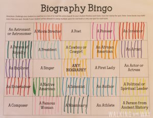 Challenge Your Reader with Biography Bingo - Walking by the Way