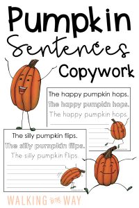 Pumpkin Sentences Copywork and Parts of Speech - Walking by the Way