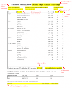 Homeschool Transcript Examples - Walking by the Way