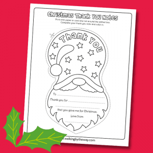 Free Printable Christmas Thank You Notes for Kids - Walking by the Way
