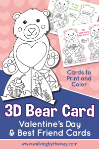 Free Printable 3D Bear Valentine Card for Kids - Walking by the Way