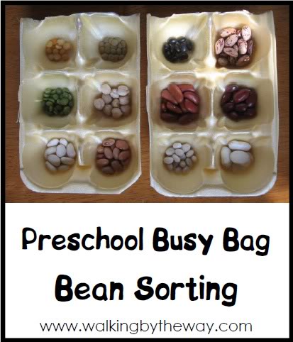 12 Bean Sorting ~ Preschool Busy Bags - Walking by the Way